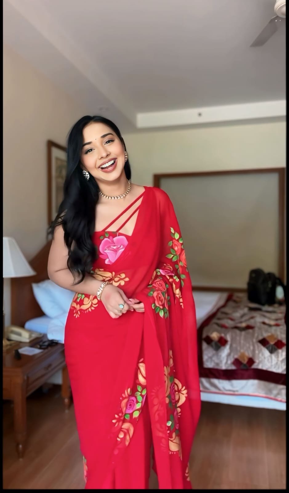 Buy Wedding Party Red Ready To Wear Saree @ £21.99 Only